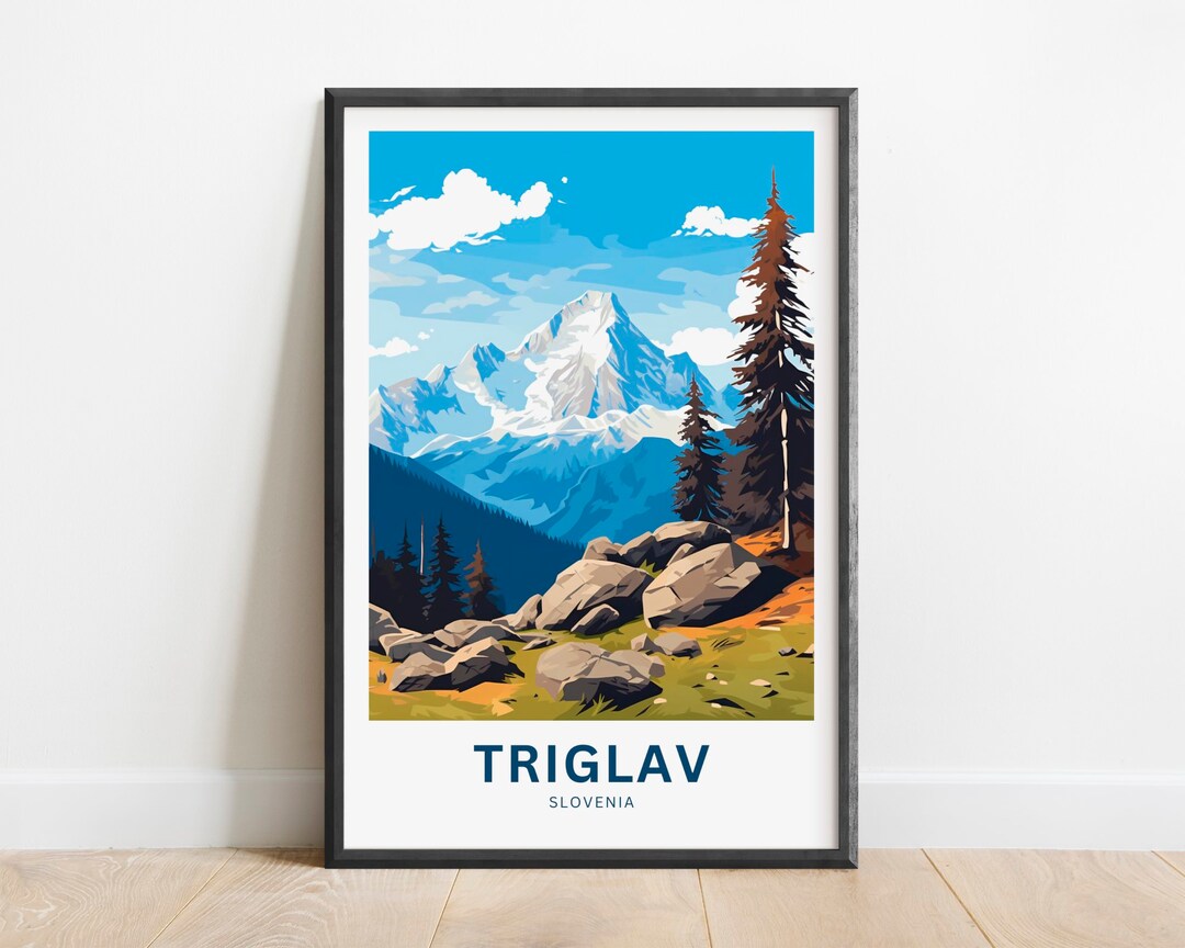 Triglav Travel Print - Triglav Poster, Slovenia Wall Art, Framed ...