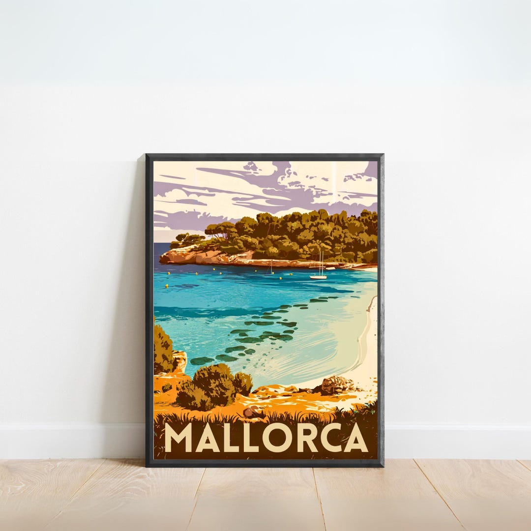 Mallorca Vintage Travel Poster - Mallorca Print, Spain Wall Art, Framed ...