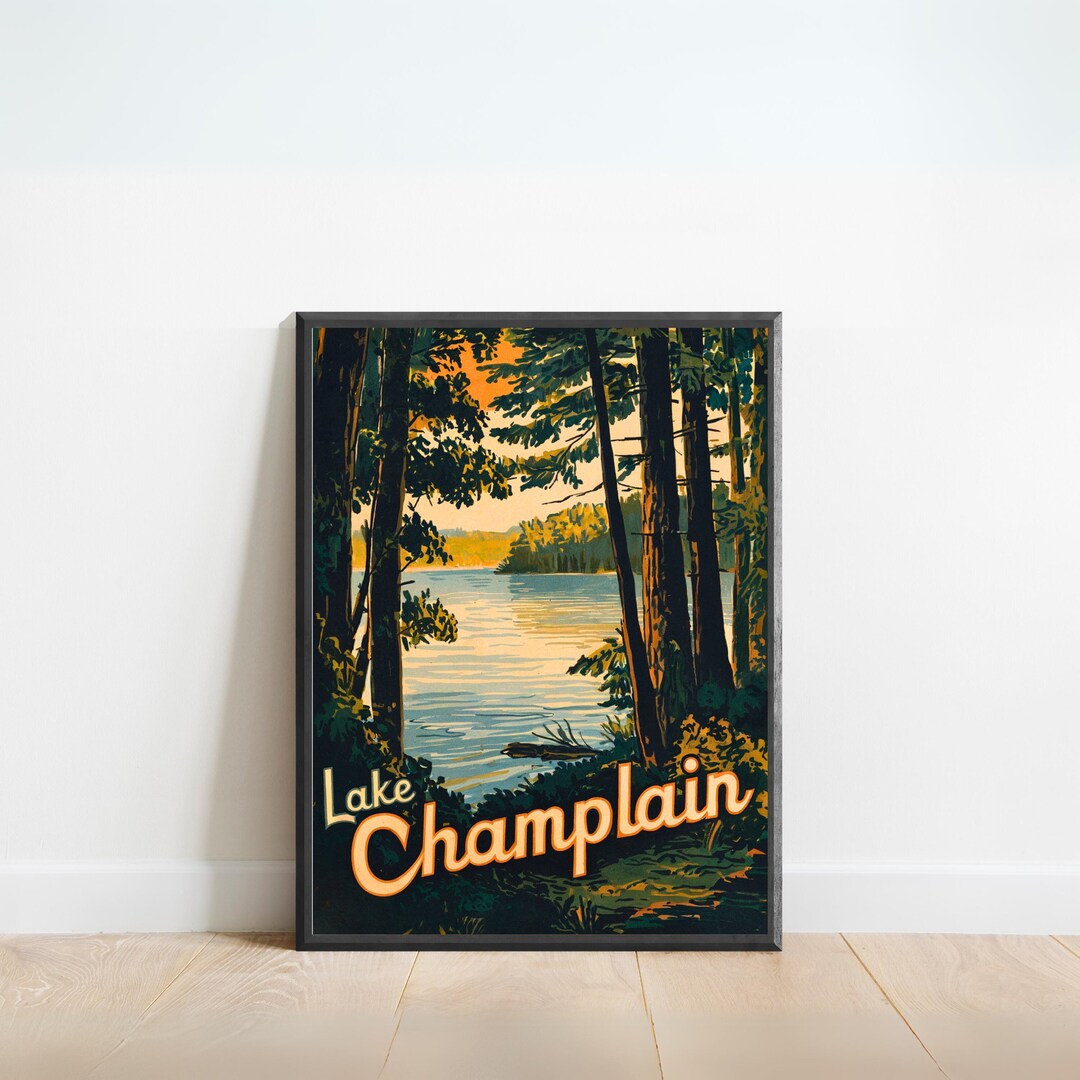 Lake Champlain Vintage Travel Poster - Lake Champlain Print, New York ...
