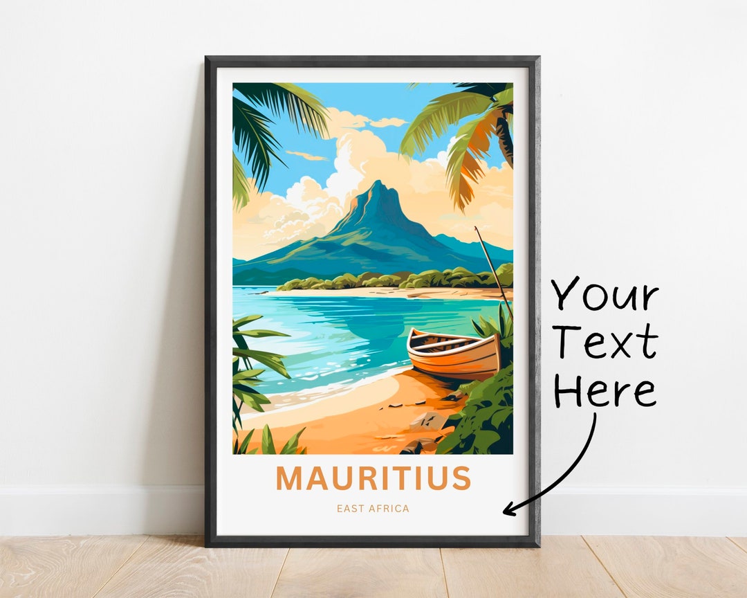 Personalized Mauritius Travel Print - Mauritius Poster, Africa Wall Art ...