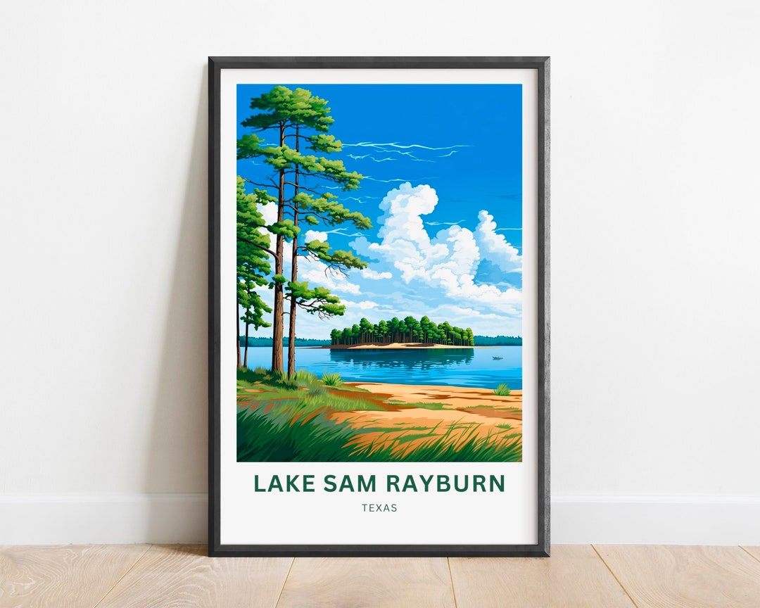 Lake Sam Rayburn Travel Print - Sam Rayburn Poster, Texas Wall Art ...