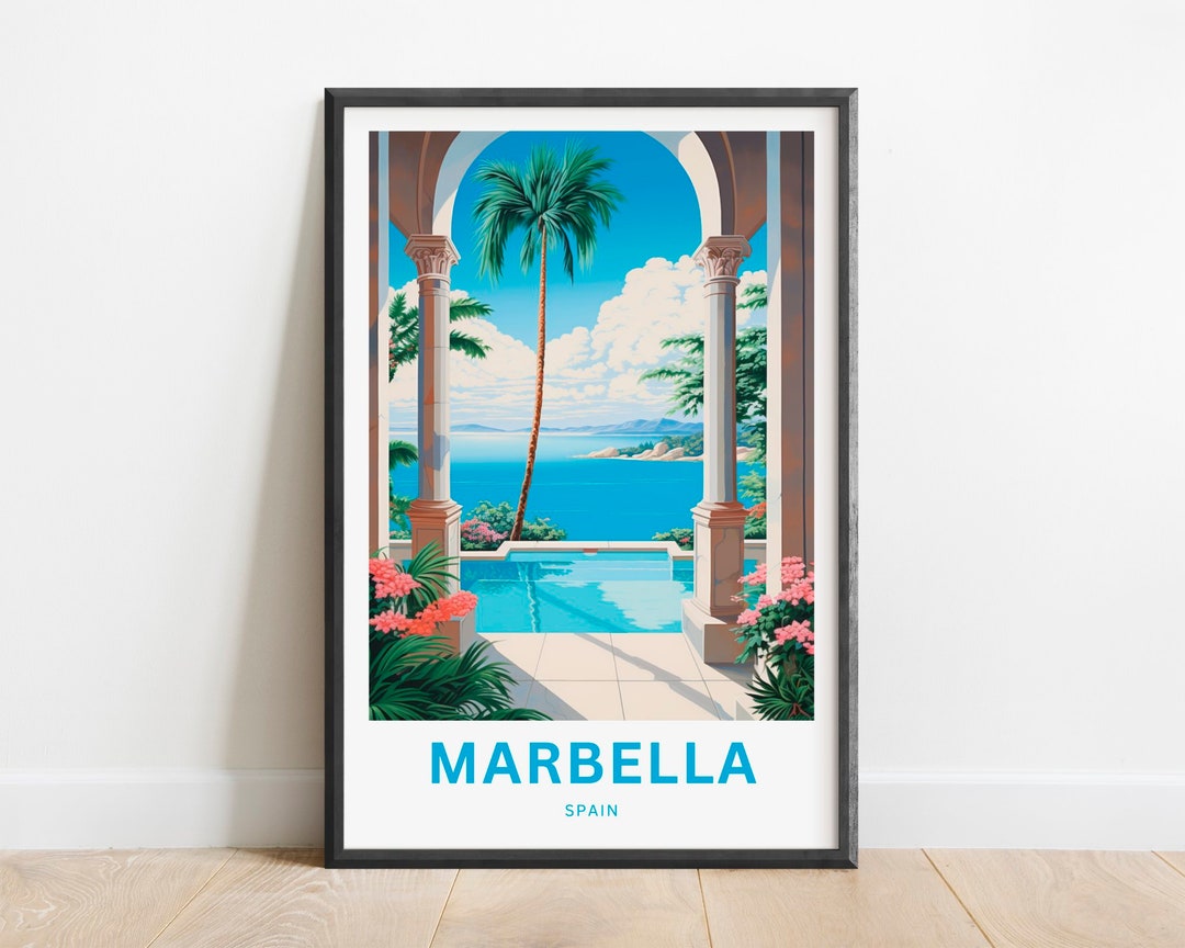 Marbella Travel Print - Marbella Poster, Spain Wall Art, Framed Present ...
