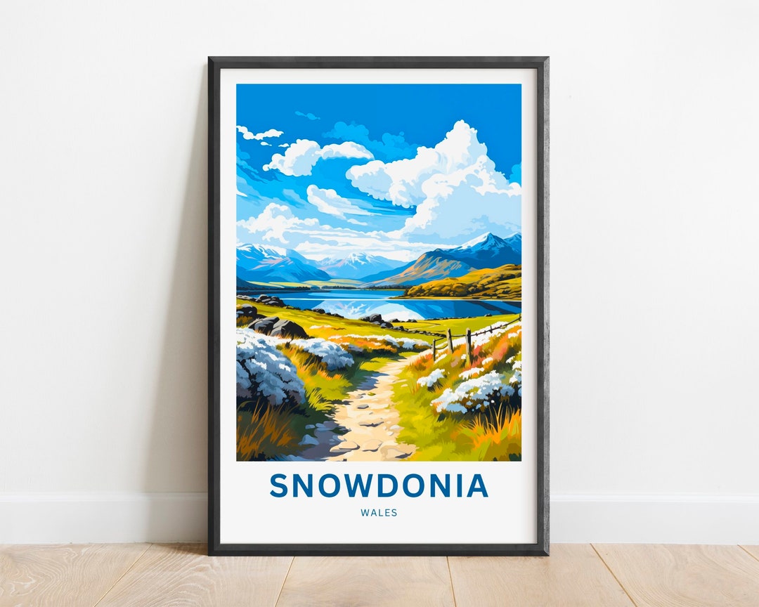 Snowdonia Travel Print - Snowdonia Poster, Wales Wall Art, Framed ...