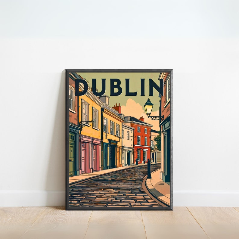 Dublin Vintage Travel Poster - Dublin Print, Ireland Wall Art, Framed ...