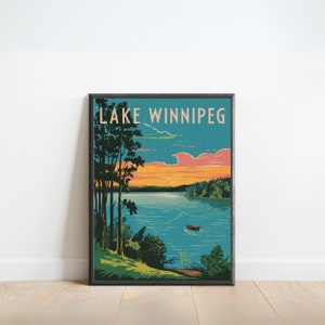 Lake Winnipeg Vintage Travel Poster - Lake Winnipeg Print, Canada Wall ...