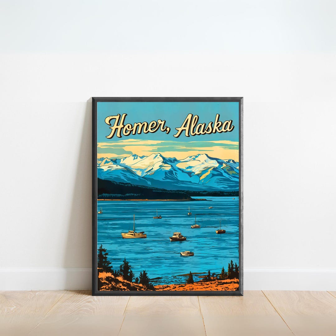 Homer Vintage Travel Poster - Homer Print, Alaska Vintage Wall Art ...