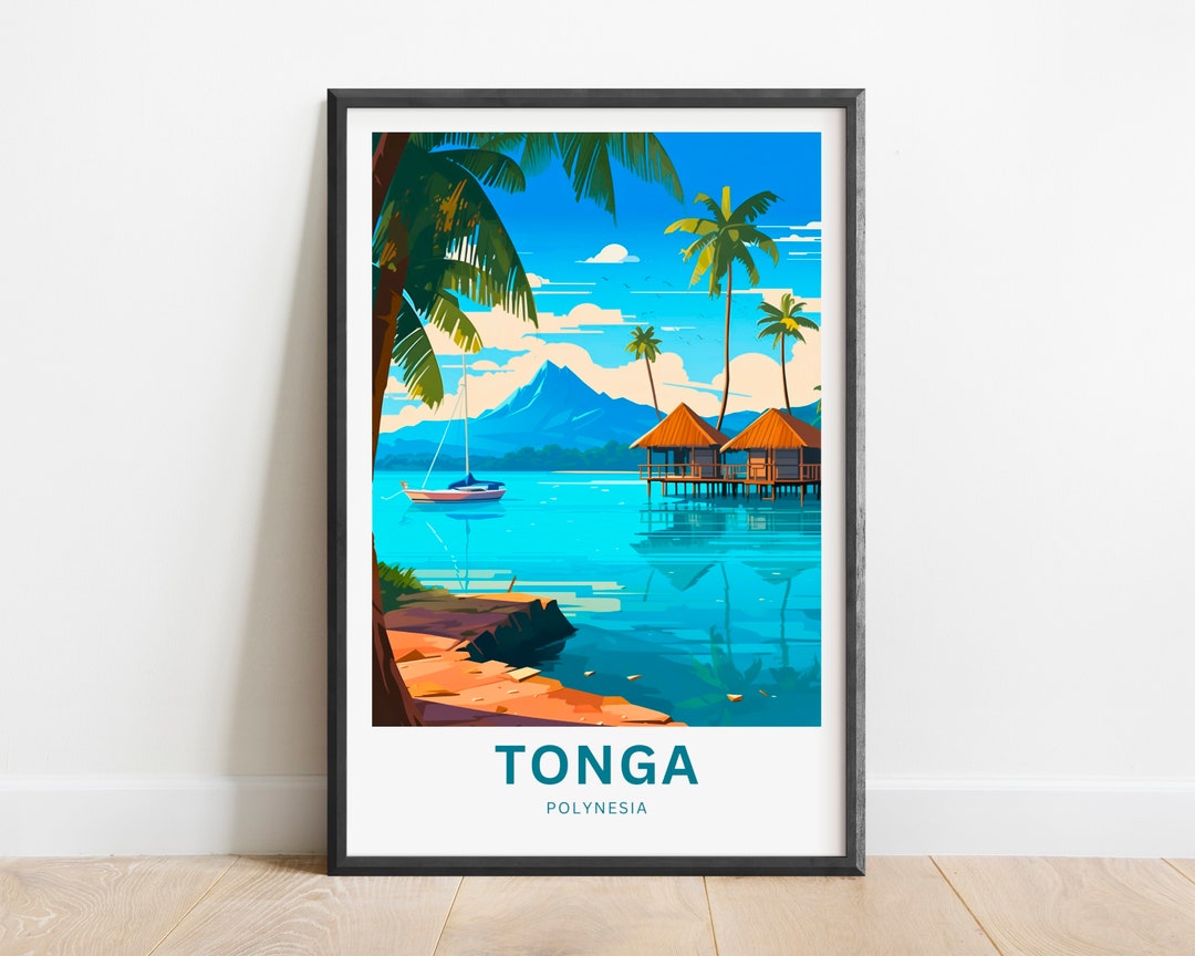 Tonga Travel Print - Tonga Poster, Polynesia Wall Art, Framed Present ...