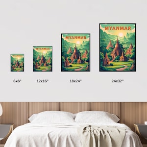 Myanmar Vintage Travel Poster - Myanmar Print, Asia Wall Art, Framed ...