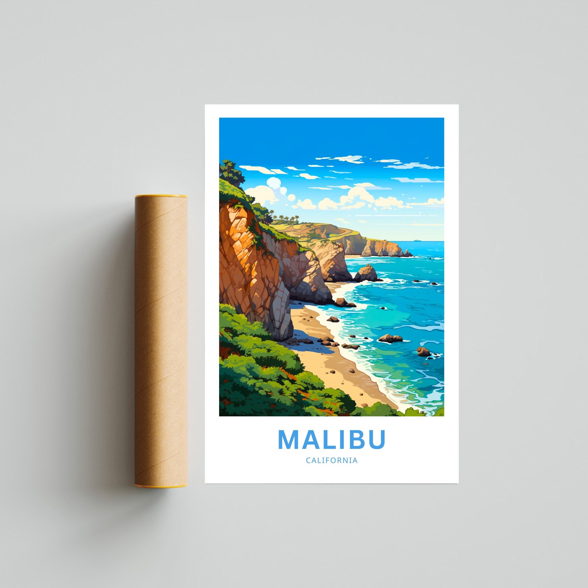 Personalized Malibu Travel Print Malibu Poster, Malibu Wall Art, Framed ...