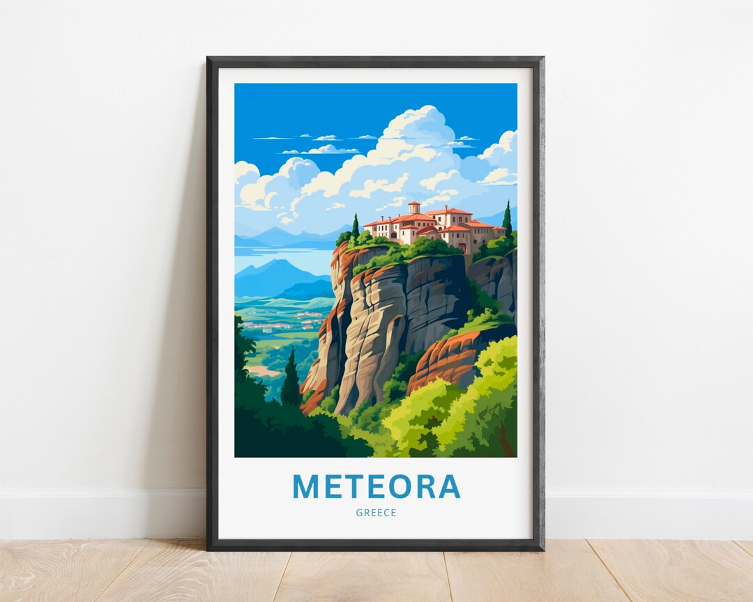 Meteora Travel Print Meteora Poster, Greece Wall Art, Framed Present ...