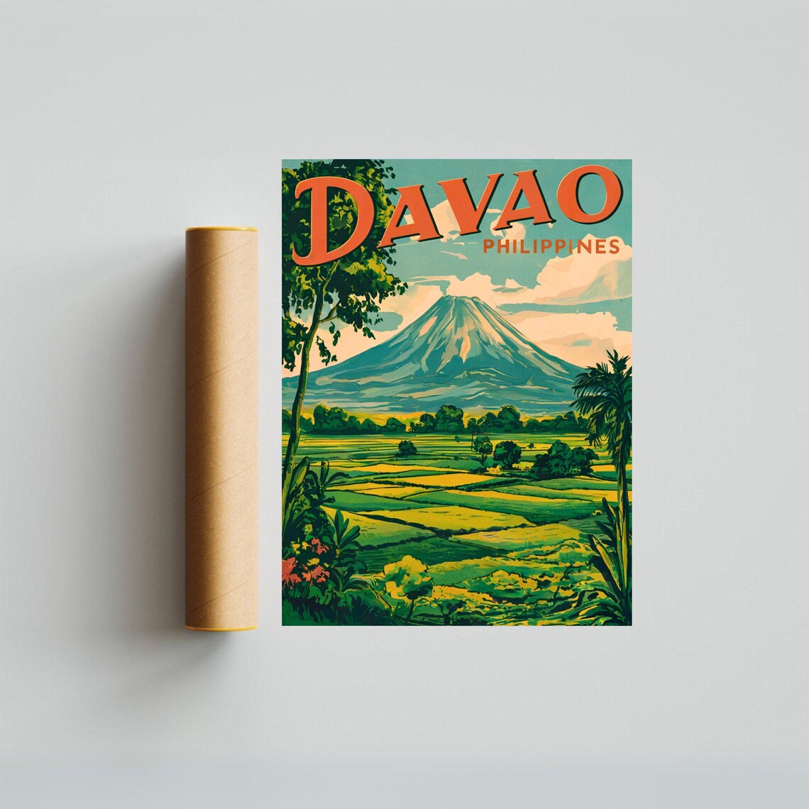 Davao Vintage Travel Poster - Davao Print, Philippines Wall Art, Framed ...
