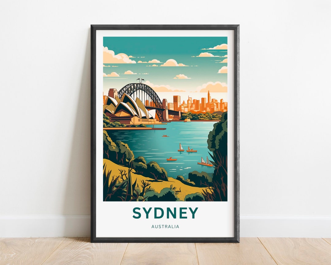 Sydney Travel Print - Sydney Poster, Australia Wall Art, Framed Present ...