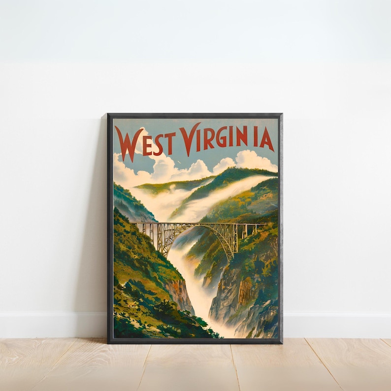 West Virginia Vintage Travel Poster - West Virginia Print, Appalachian ...