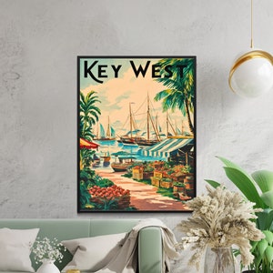 Key West Vintage Travel Poster, Key West Print, Florida Wall Art ...