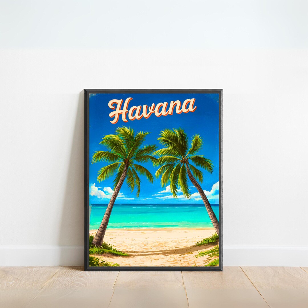 Havana Vintage Travel Poster - Havana Print, Cuba Wall Art, Framed ...