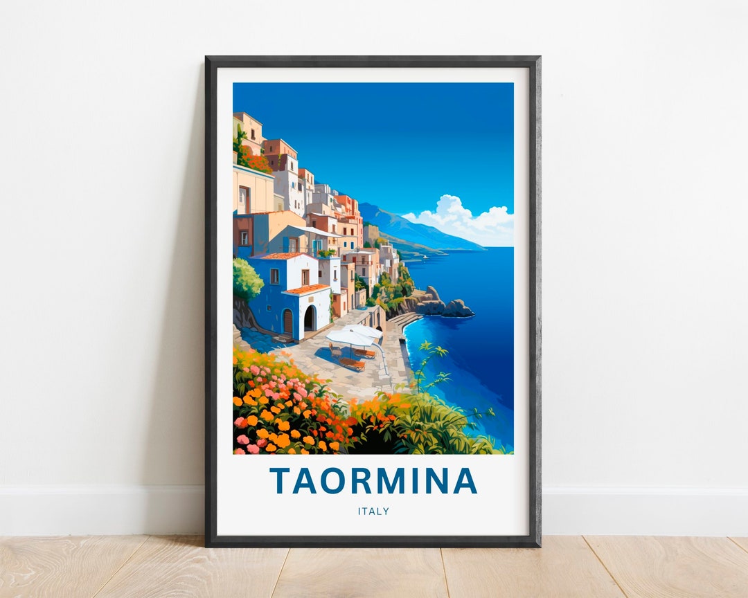 Taormina Travel Print - Taormina Poster, Italy Wall Art, Framed Present ...