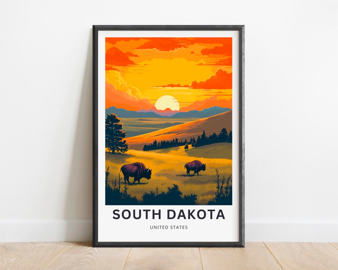 South Dakota Travel Print South Dakota Poster, United States Wall Art ...