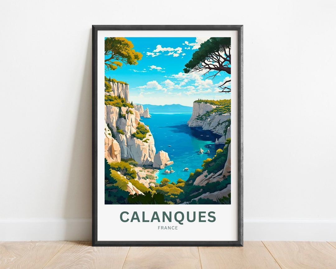 Calanques Travel Print - Calanques Poster, France Wall Art, Framed ...