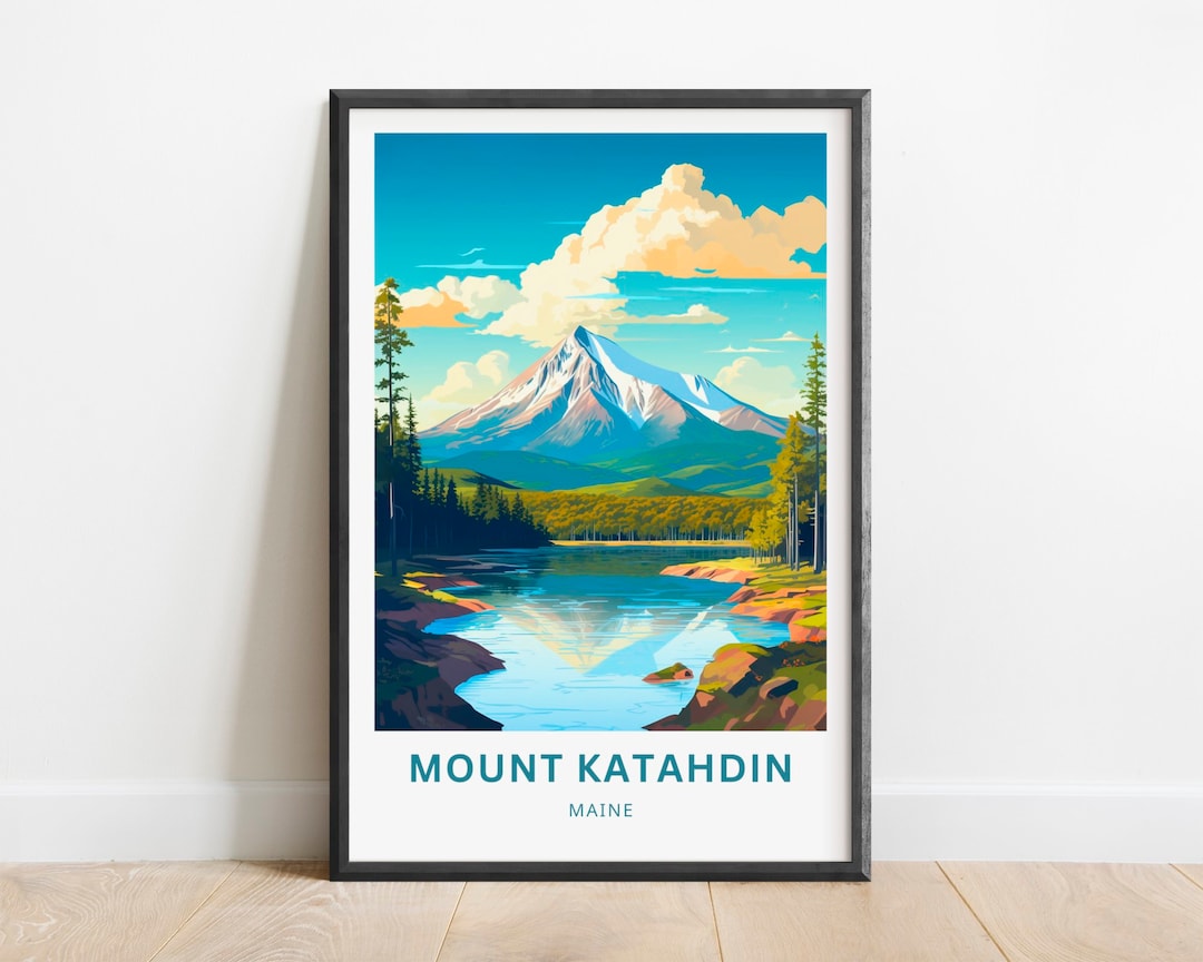 Mount Katahdin Travel Print - Mount Katahdin Poster, Maine Wall Art ...