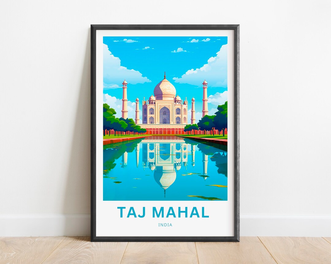 Taj Mahal Travel Print - Taj Mahal Poster, Taj Mahal Wall Art, Framed ...