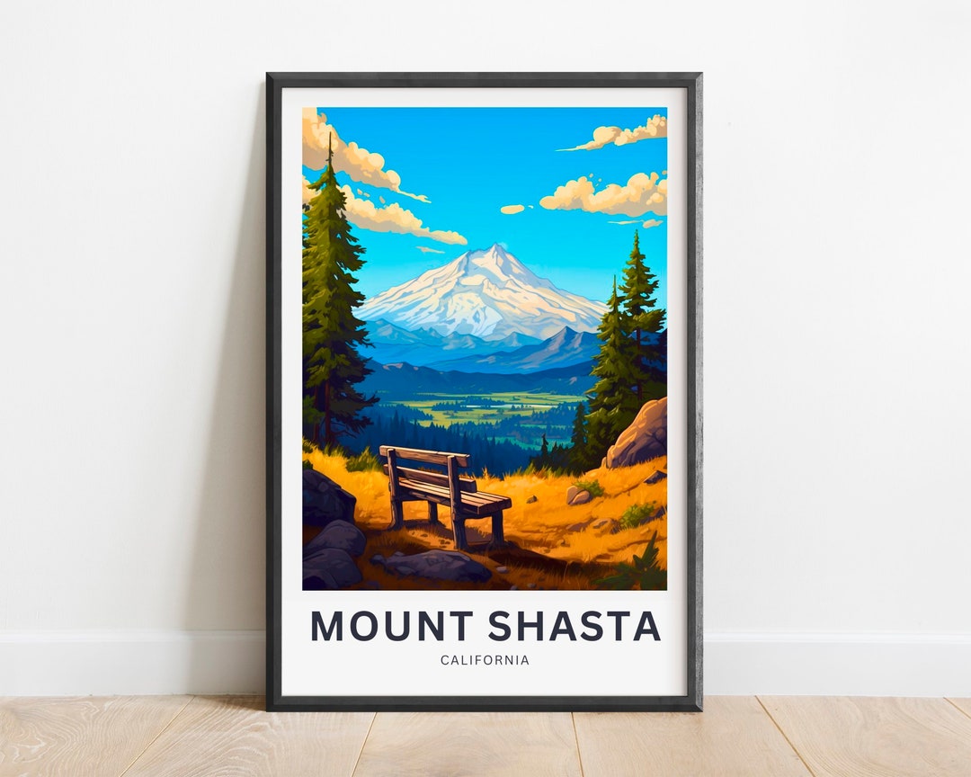 Mount Shasta Art Print: California Mountain Landscape, Framed Wall ...