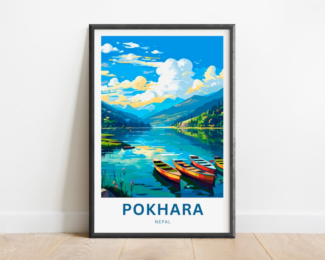 Pokhara Travel Print - Pokhara Poster, Nepal Wall Art, Framed Present ...