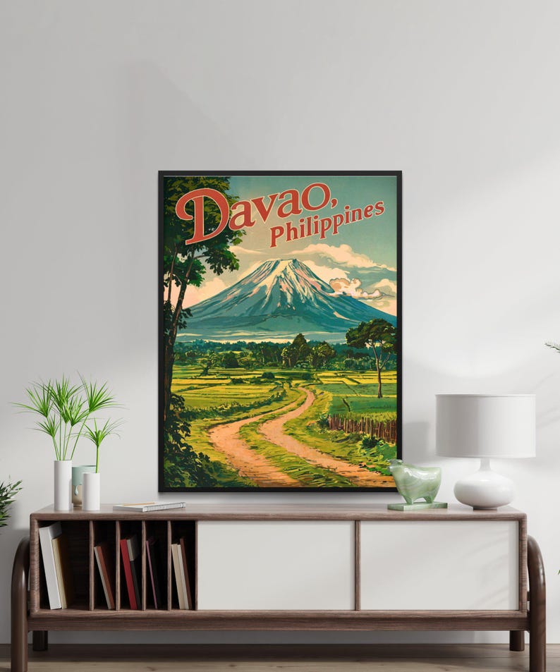 Davao Vintage Travel Poster - Davao Print, Philippines Wall Art, Framed ...