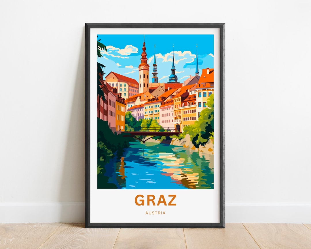 Graz Travel Print Graz Poster, Austria Wall Art, Framed Present, Gift ...