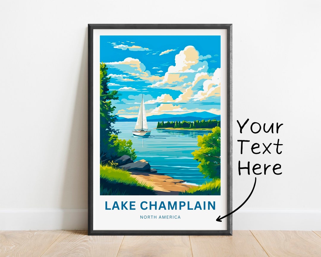 Personalized Lake Champlain Travel Print - Lake Champlain Poster, North ...