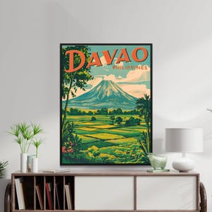 Davao Vintage Travel Poster - Davao Print, Philippines Wall Art, Framed ...