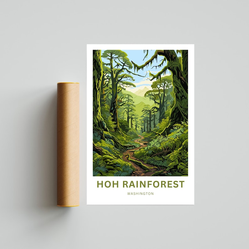 Hoh Rainforest Travel Print Hoh Rainforest Poster, Olympic National ...