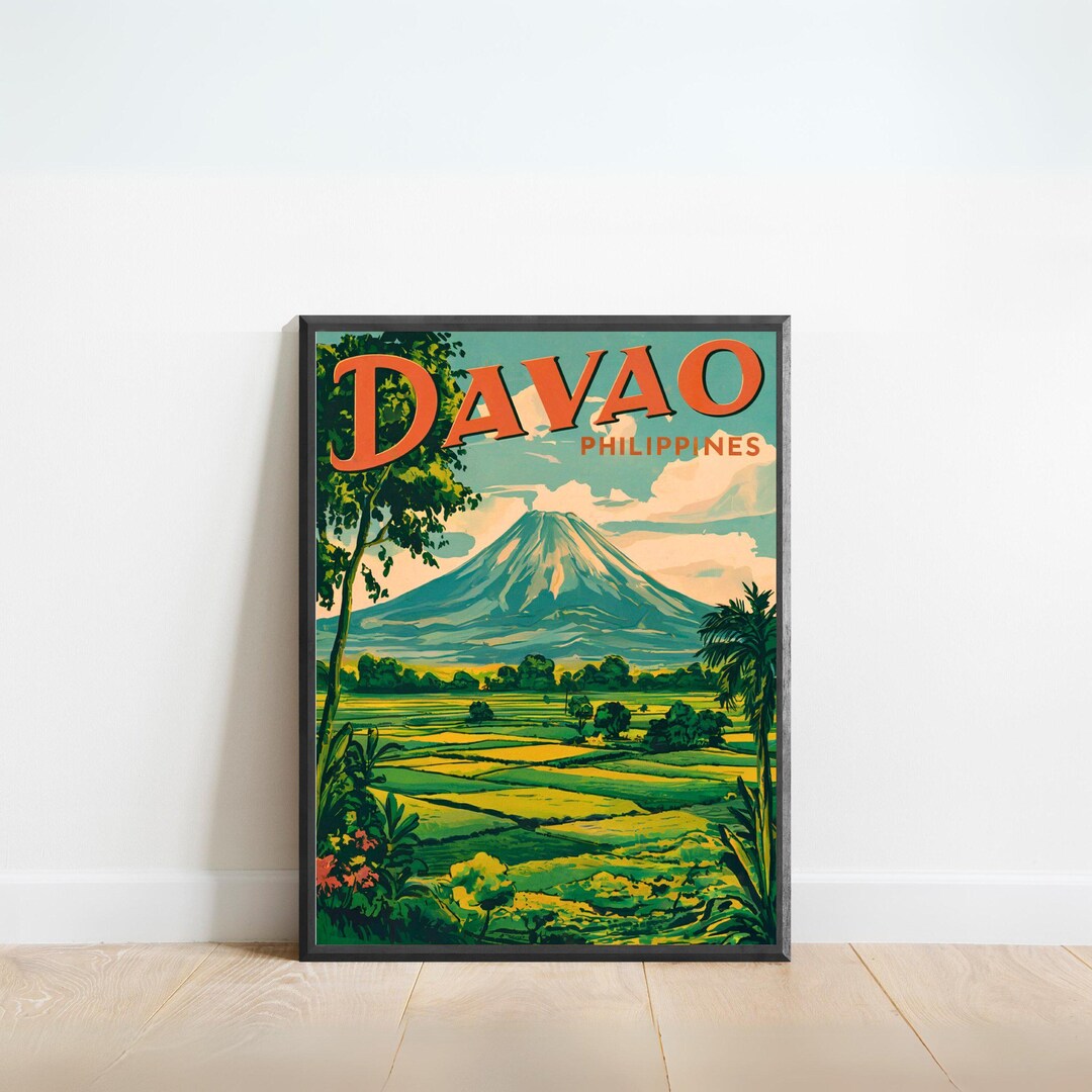 Davao Vintage Travel Poster - Davao Print, Philippines Wall Art, Framed ...