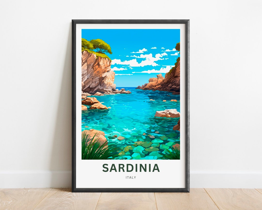 Sardinia Travel Print - Sardinia Poster, Italy Wall Art, Framed Present ...