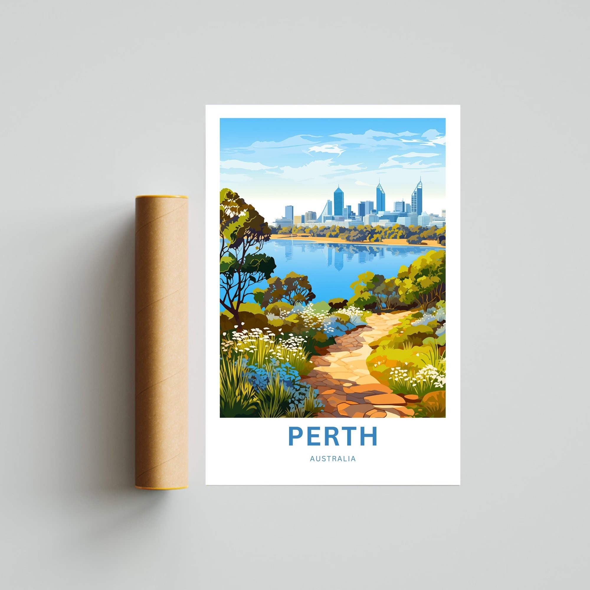 Perth Travel Print - Perth Poster, Australia Wall Art, Framed Present ...