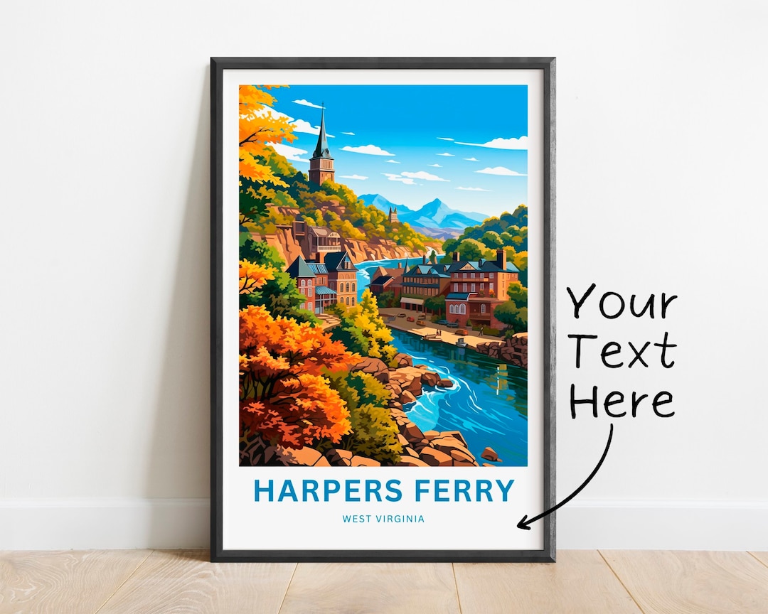 Personalized Harpers Ferry Travel Print - Harper's Ferry Poster, West ...