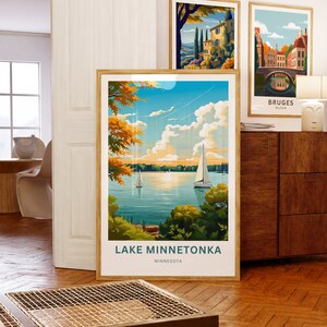 Lake Minnetonka Print: Minnesota Travel Poster, Personalized Wall Art ...