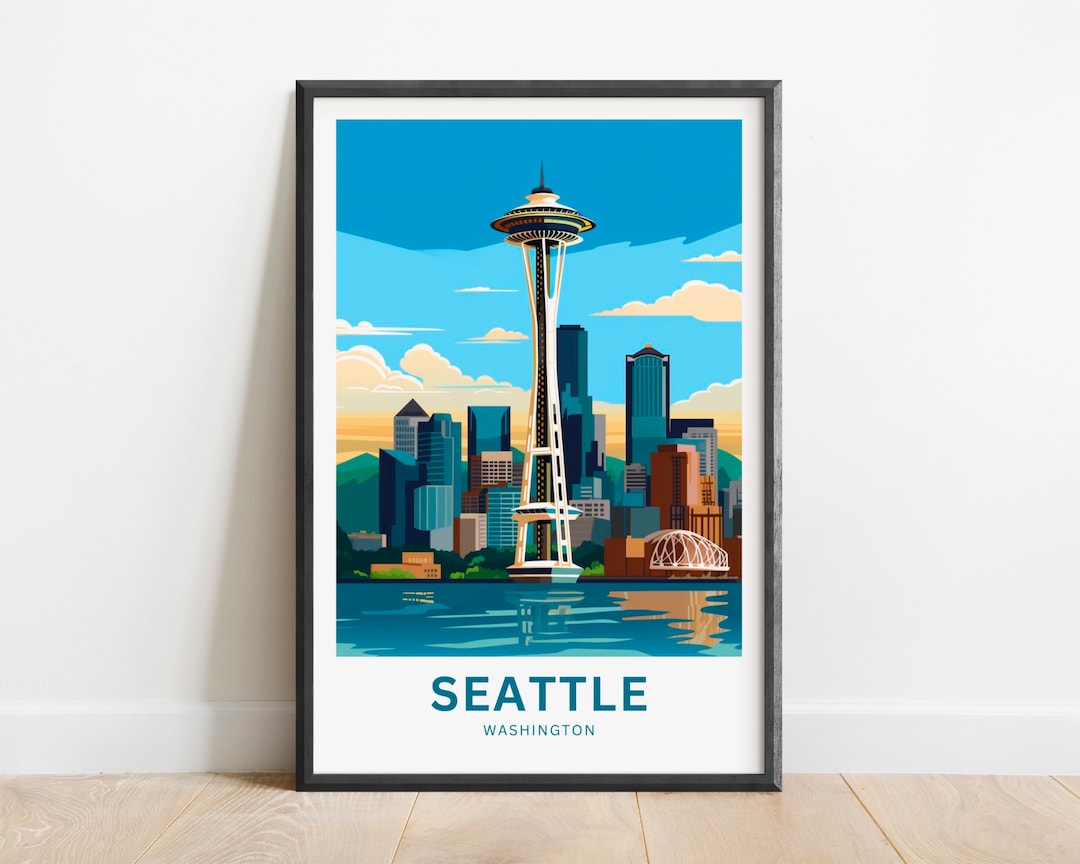 Seattle Travel Print - Seattle Poster, Washington Wall Art, Framed ...