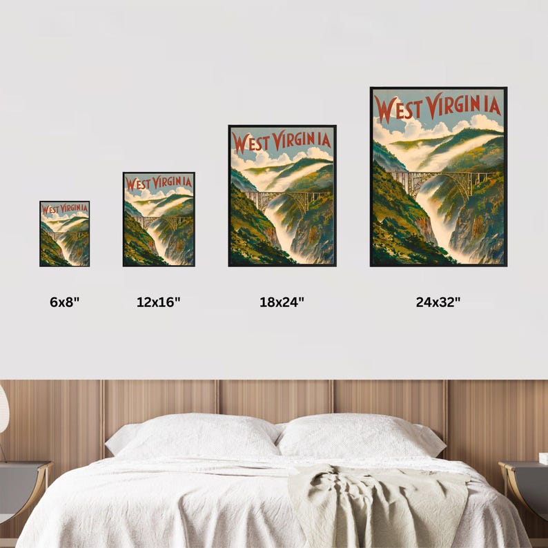 West Virginia Vintage Travel Poster - West Virginia Print, Appalachian ...