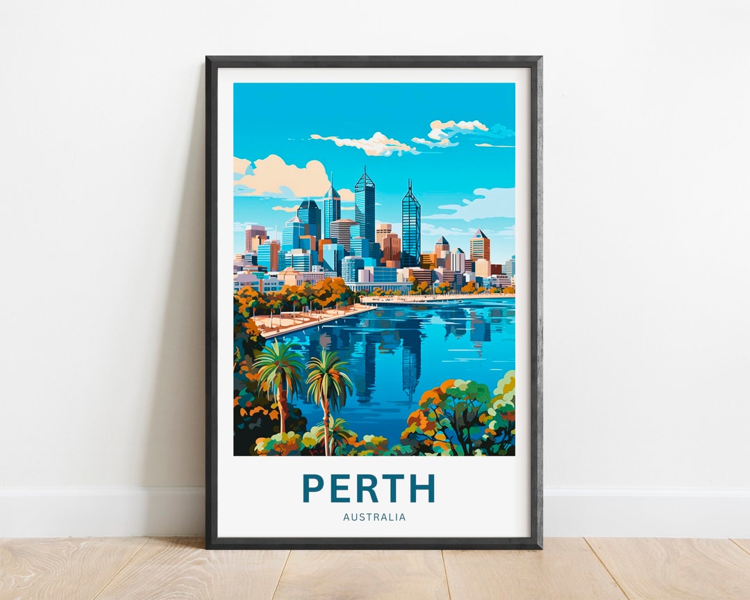 Perth Travel Print - Perth Poster, Australia Wall Art, Framed Present ...