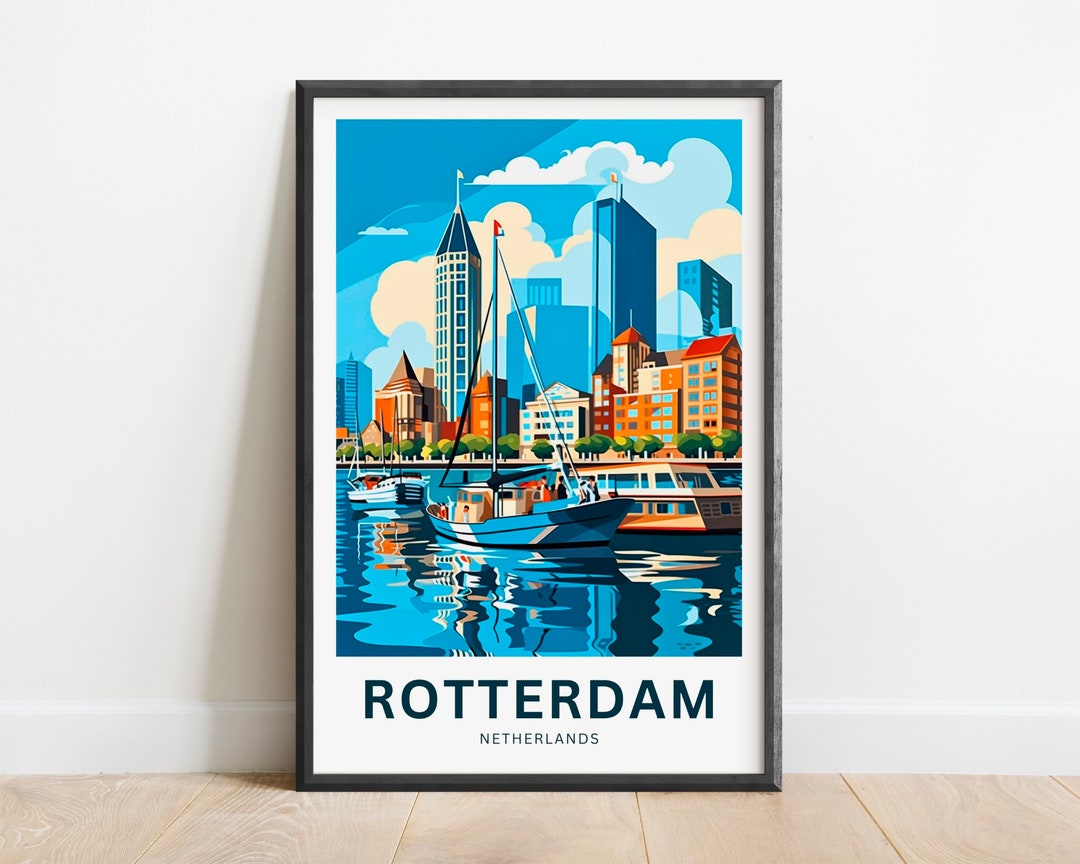 Rotterdam Travel Print - Rotterdam Poster, Netherlands Wall Art, Framed ...