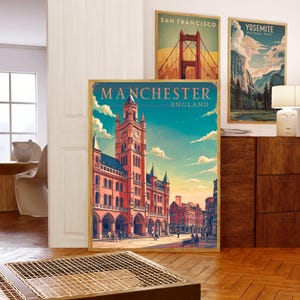 Manchester Vintage Travel Poster - Manchester Print, England Wall Art ...