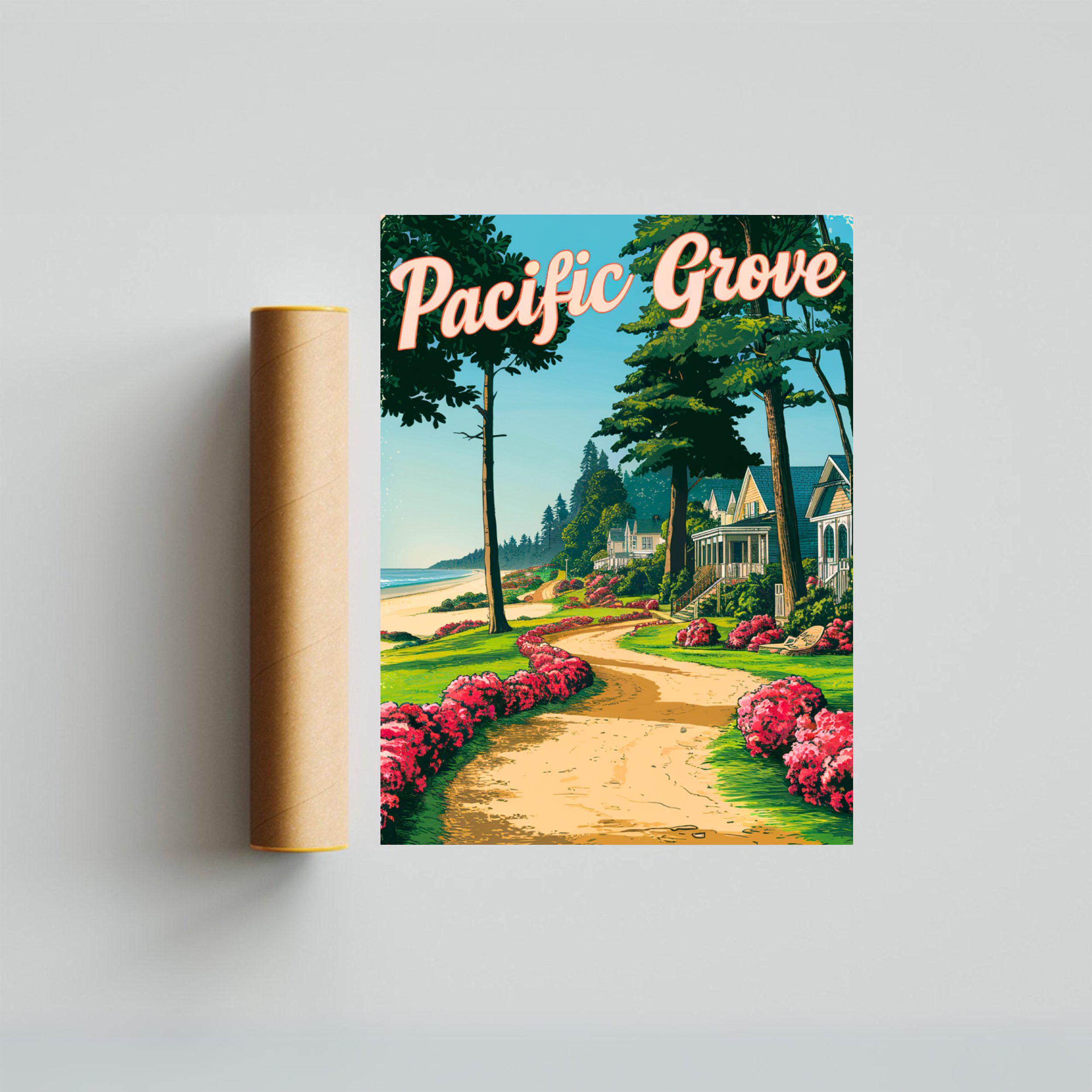 Pacific Grove Vintage Travel Poster - Pacific Grove Print, California ...