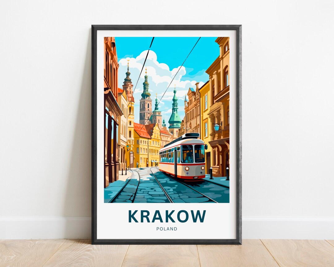Krakow Travel Print - Krakow Poster, Poland Wall Art, Framed Present ...
