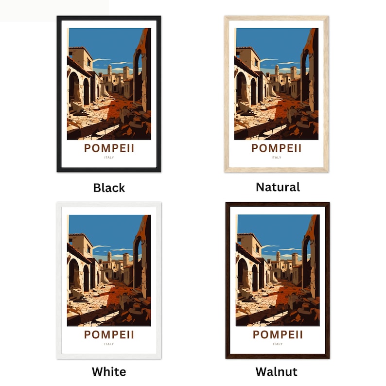 Pompeii Travel Print - Pompeii Poster, Italy Wall Art, Framed Present ...
