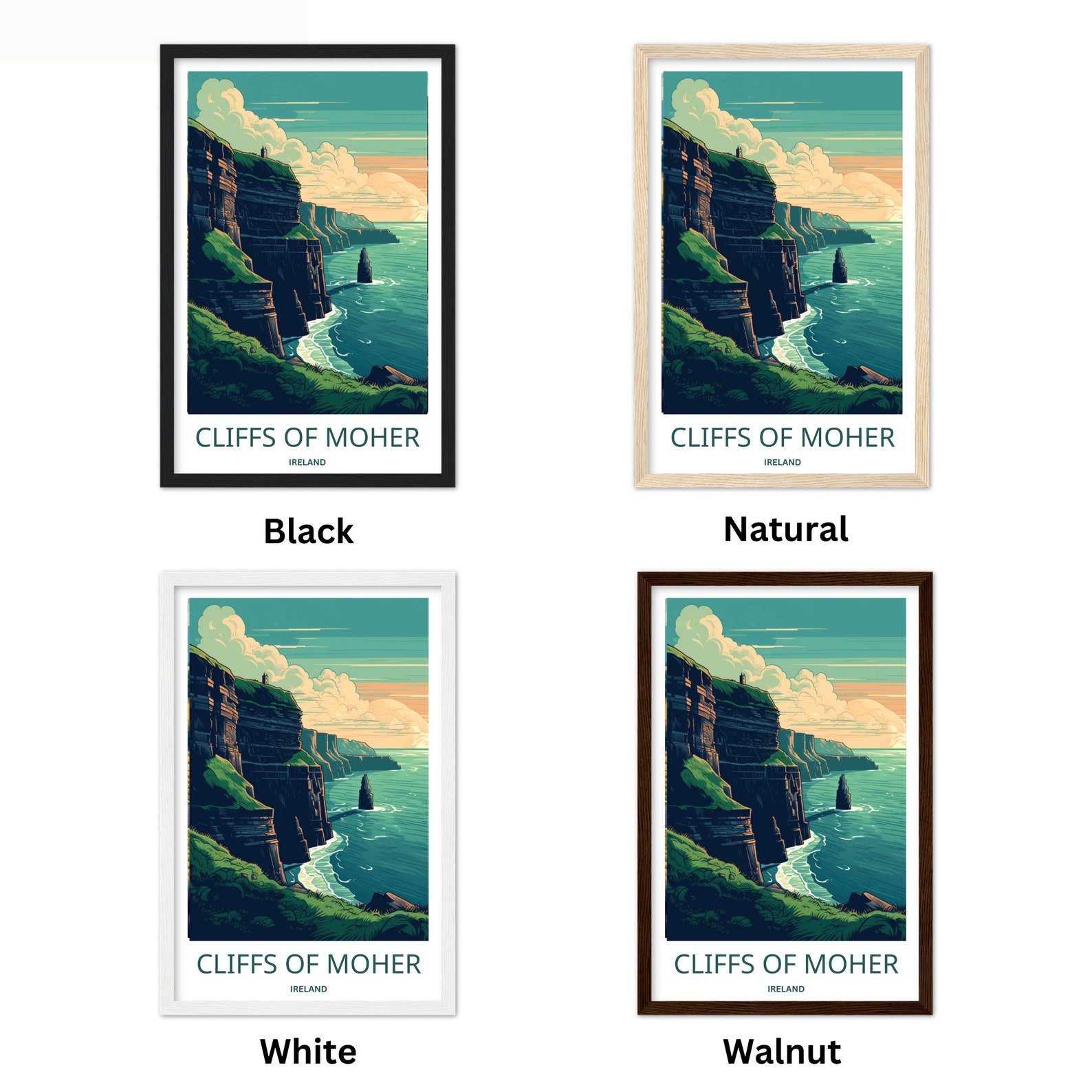 Cliffs of Moher Print: Ireland Travel Poster, Wild Atlantic Way ...