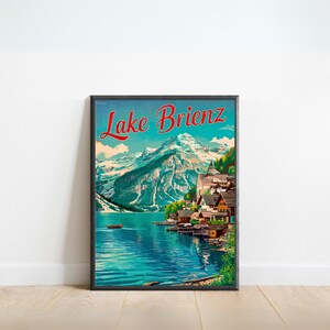 Lake Brienz Vintage Travel Poster - Lake Brienz Print, Switzerland Wall ...