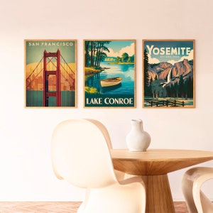 Lake Conroe Vintage Travel Poster - Lake Conroe Print, Texas Vintage ...