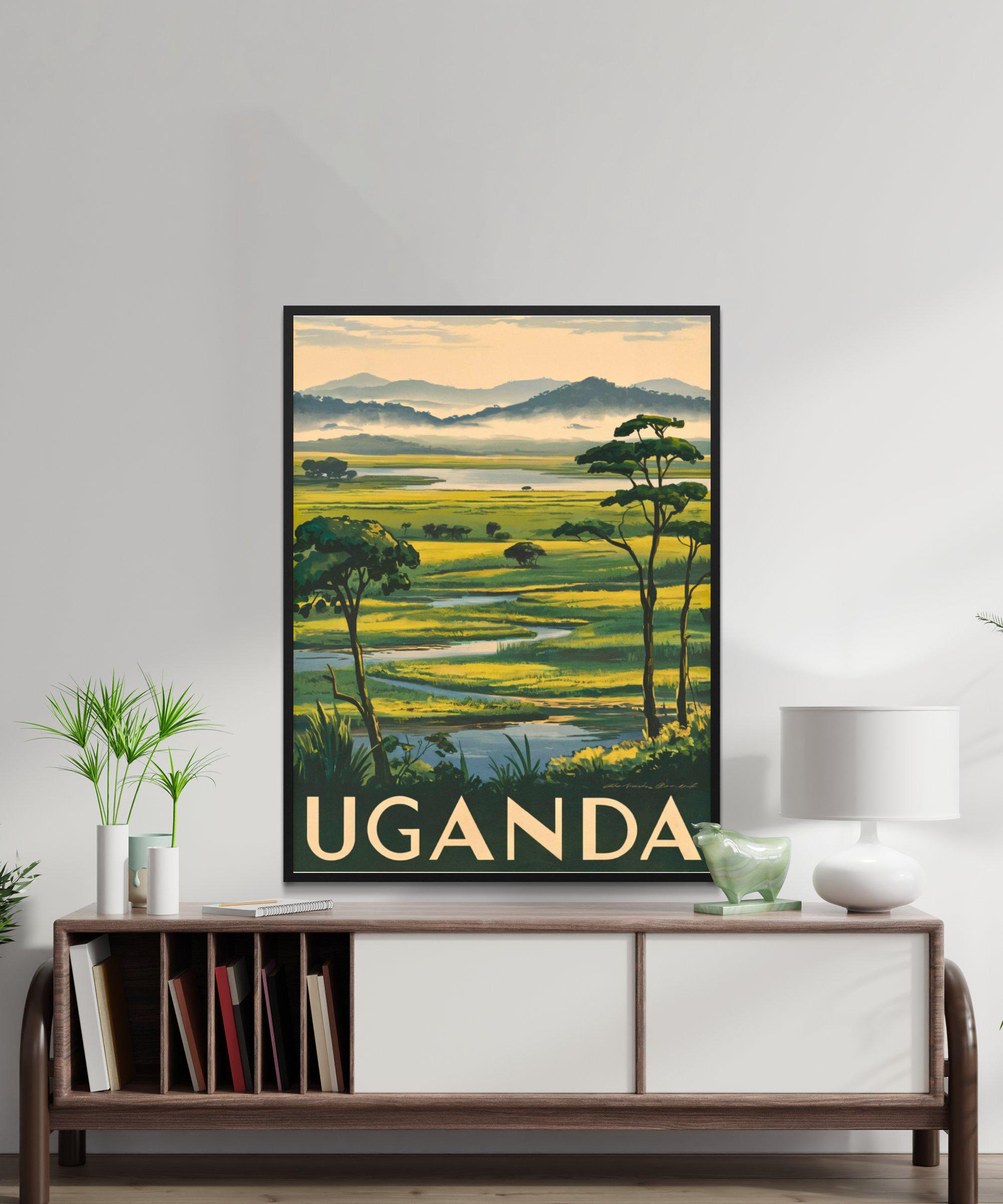 Uganda Wall Art Print: Africa Travel Decor (vintage Style) - Etsy