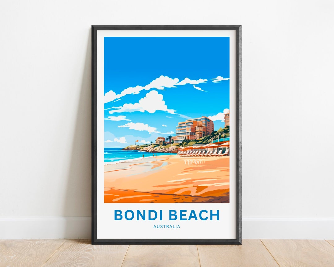 Bondi Beach Travel Print - Bondi Beach Poster, Australia Wall Art ...