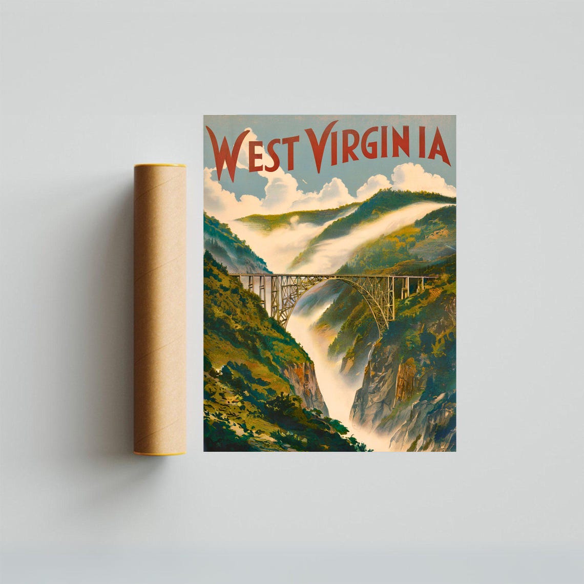 West Virginia Vintage Travel Poster - West Virginia Print, Appalachian ...